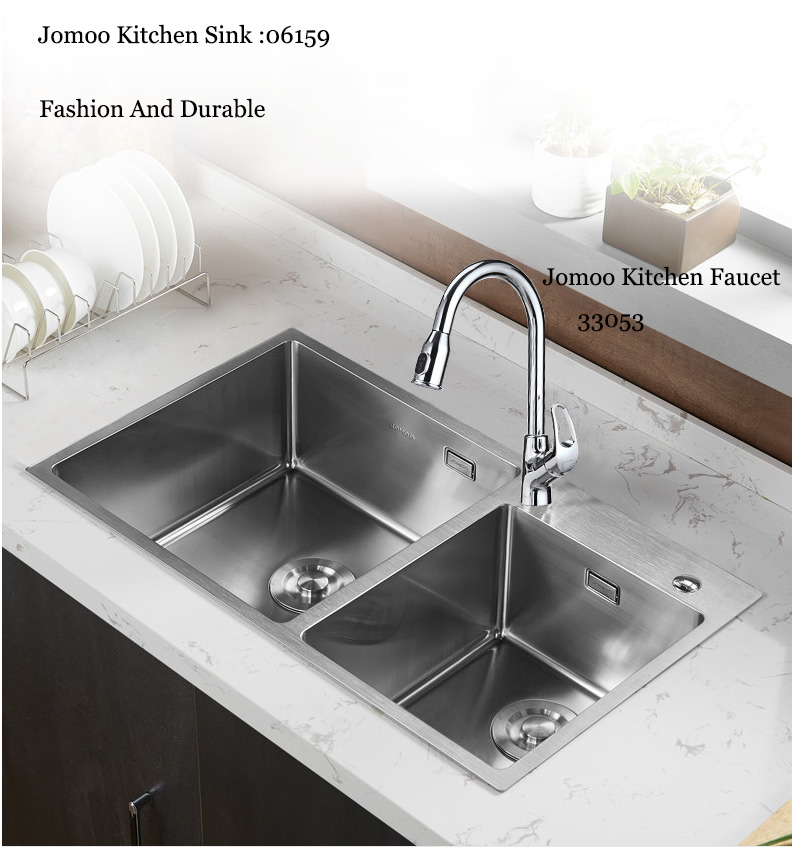 Jomoo ZH06159E Polished Chrome Double Basin Kitchen Sink Undermount ...
