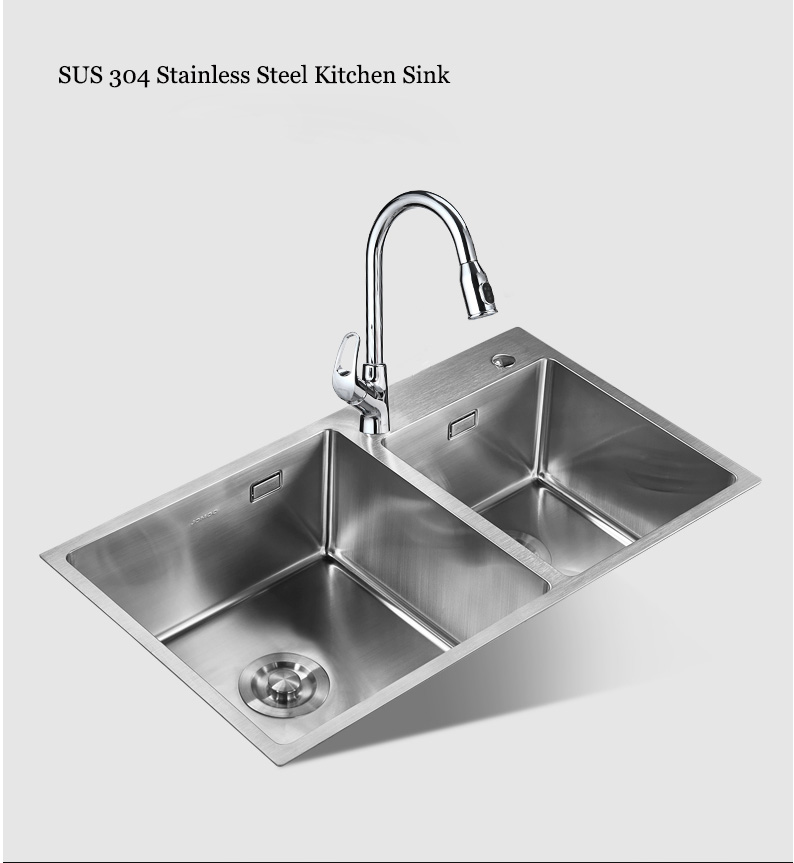 Jomoo ZH06159E Polished Chrome Double Basin Kitchen Sink Undermount ...