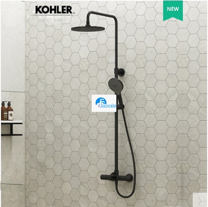 Kohler Shower Faucets 23125T Kohler July Black Dual Shower Head 1/2" Thermostatic Rain Shower ...